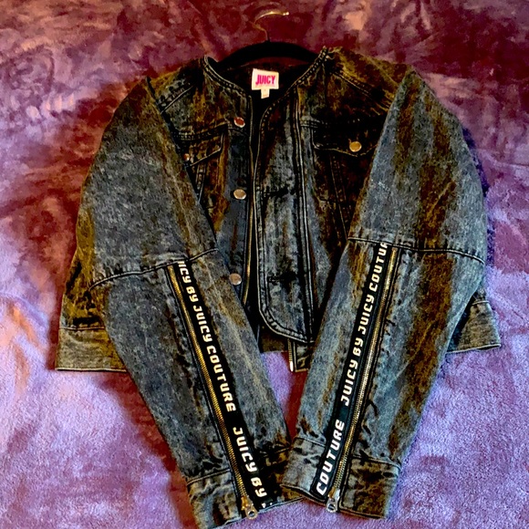 Juicy Couture | Jackets & Coats | Faded Black Moto Denim Jacket Juicy ...